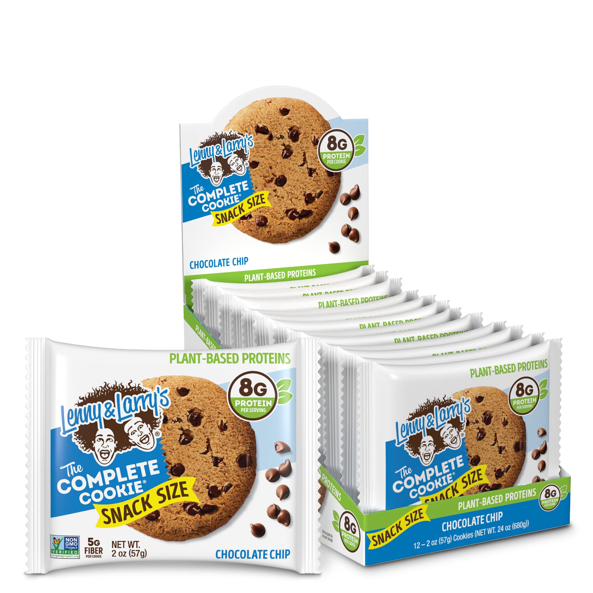 Lenny & Larry's The Complete Cookie Snack Size, Chocolate Chip, Soft Baked, 8g Plant Protein, Vegan, Non-GMO 2 Ounce Cookie (Pack of 12)