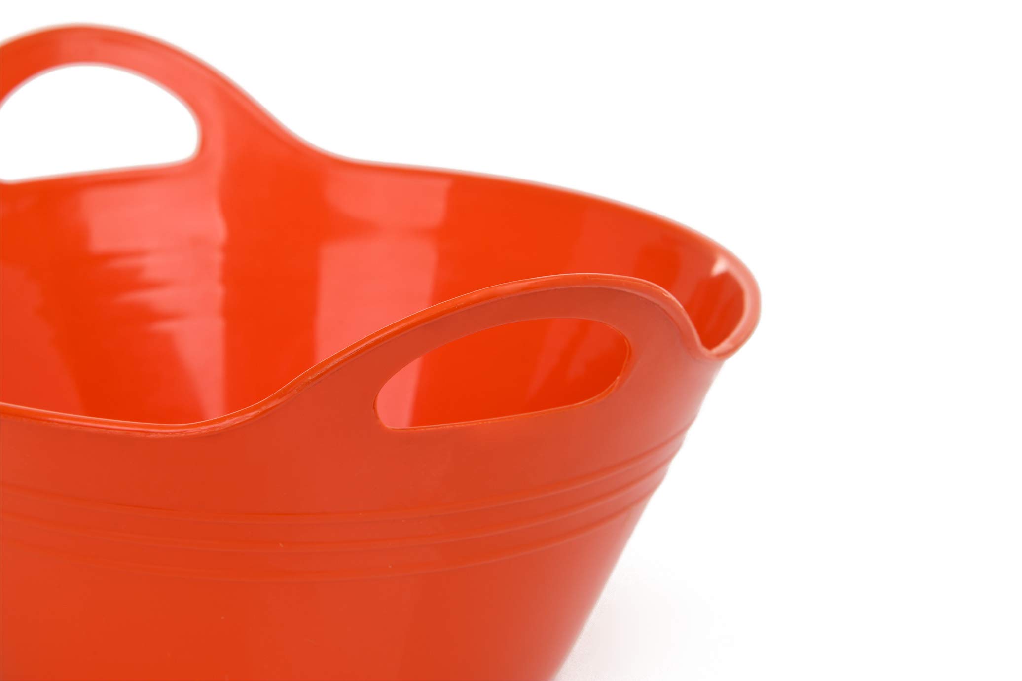 Mintra Home Plastic Bowls with Handles (4.5L Large 2pk, Orange) - 11.25W x 5inH (6.75inH with handles) - great for popcorn, snacks, drinks, candy, Halloween, trick or treat bowls