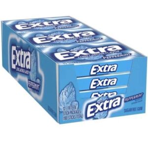 extra peppermint gum, 15-stick slim packs (pack of 12)