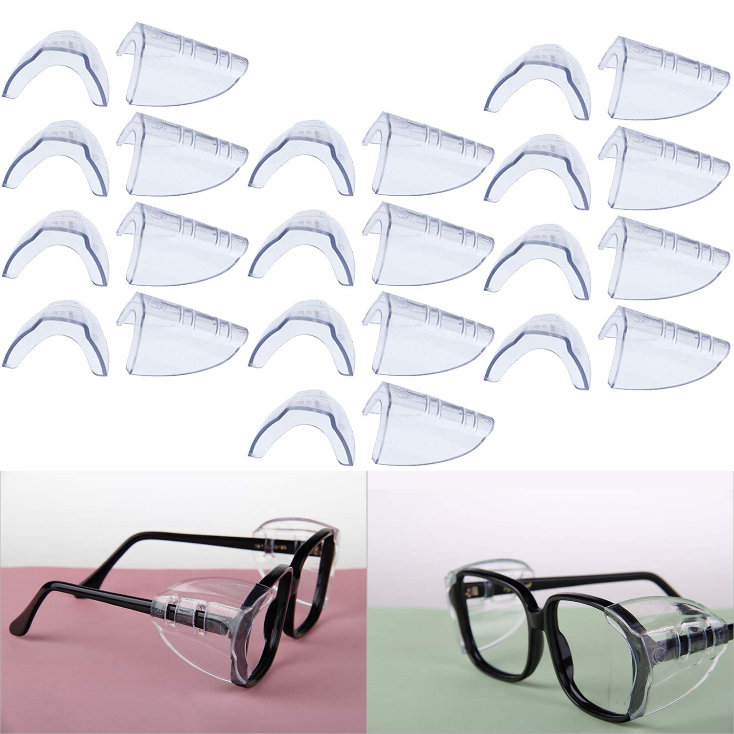 FasHuby Hub’s Gadget 12 Pairs Safety Eye Glasses Side Shields, Slip On Clear Side Shield for Safety Glasses- Fits Small to Medium Eyeglasses