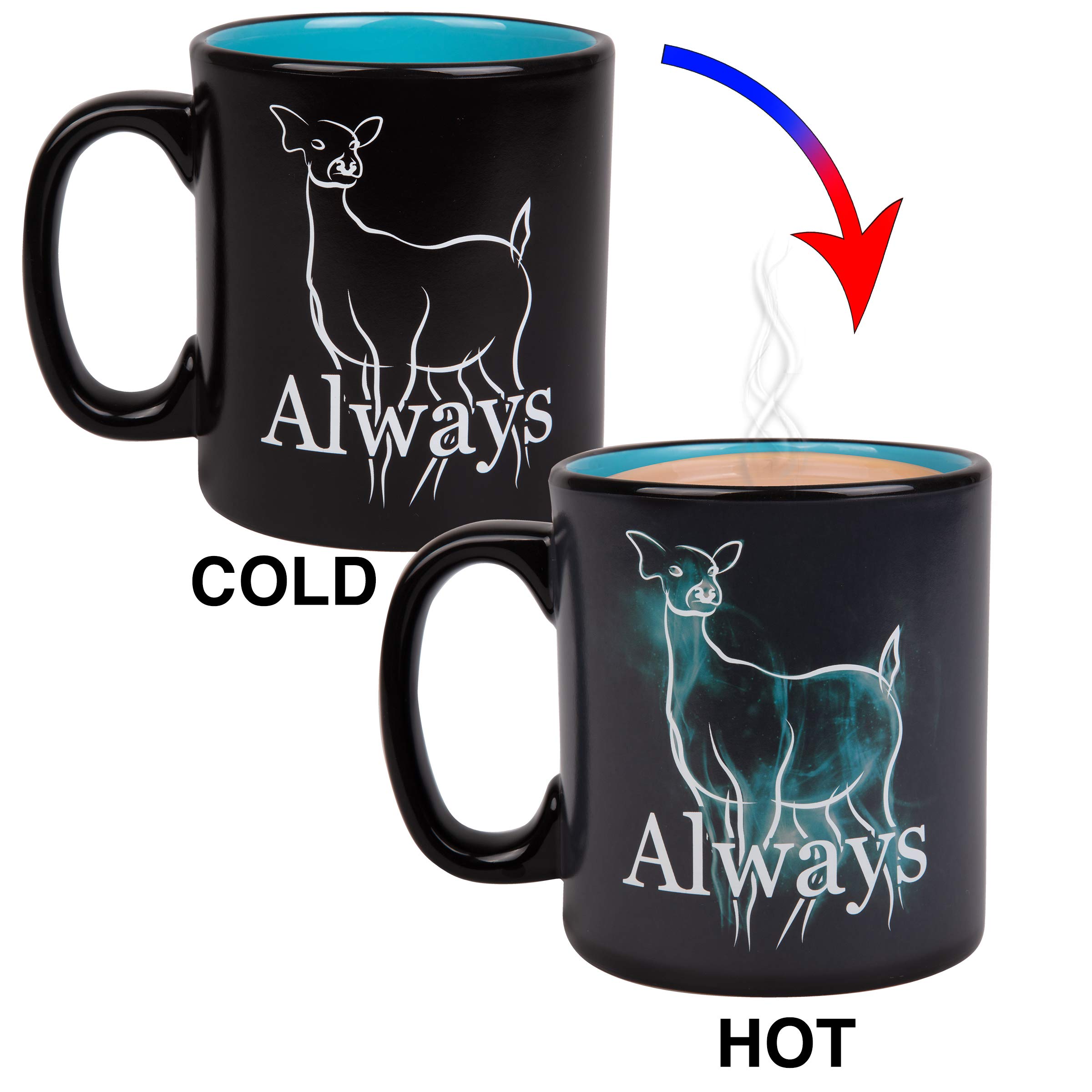 Harry Potter Always Heat Changing Coffee Mug, Large 20 oz - Doe Patronus Design Reveals with Heat - Officially Licensed - Gift for Kids, Teens & Adults - Ceramic