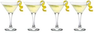 epure milano collection 4 piece stemmed martini glass set - for drinking martinis, manhattans, vodka, gin, and cocktails (martini glass (6 oz))