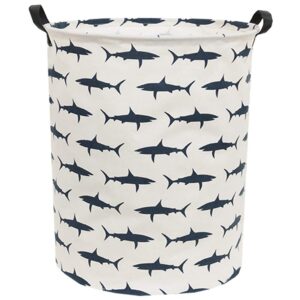 sanjiaofen kids laundry hamper,canvas shark hamper collapsible boys storage baskets for shark room decor,nursery hamper,toy organizer,(shark)