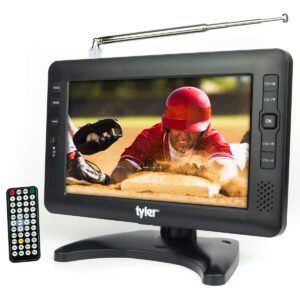 tyler 9" 1080p portable tv lcd monitor rechargeable battery powered wireless capability hd-tv, usb, sd card, ac/dc, remote control built in stand small for car kids travel