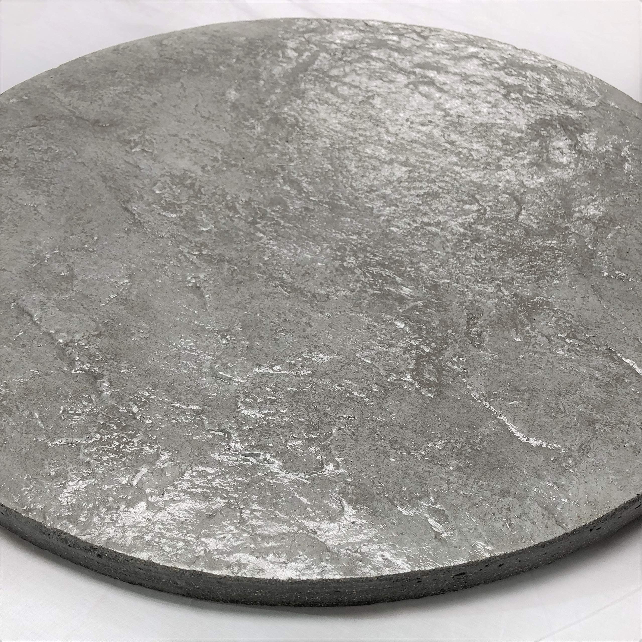 Concrete Lazy Susan Unique Slate Imprint Texture, Hand Crafted, Gray, Turntable, 360 Degree Swivel, Made in USA, 18" Textured Cement Lazy Susan, Home Decor by Concrete Resurrection