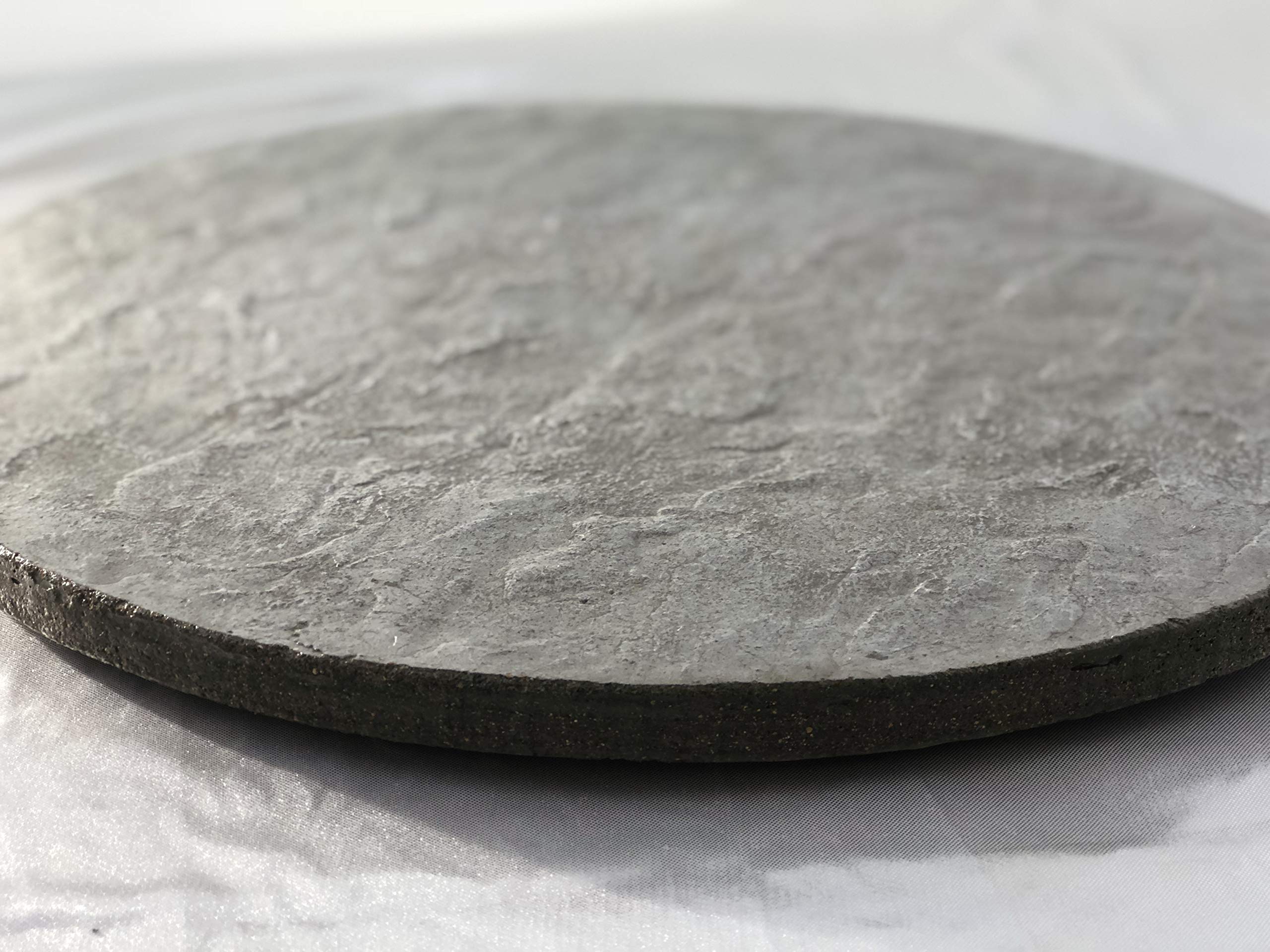 Concrete Lazy Susan Unique Slate Imprint Texture, Hand Crafted, Gray, Turntable, 360 Degree Swivel, Made in USA, 18" Textured Cement Lazy Susan, Home Decor by Concrete Resurrection