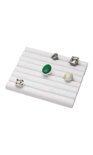 Small Continuous Slot White Faux Leather Ring Insert - 7-3/4"L x 6-3/4"W x 3/4" H - Holds up to 52 Rings