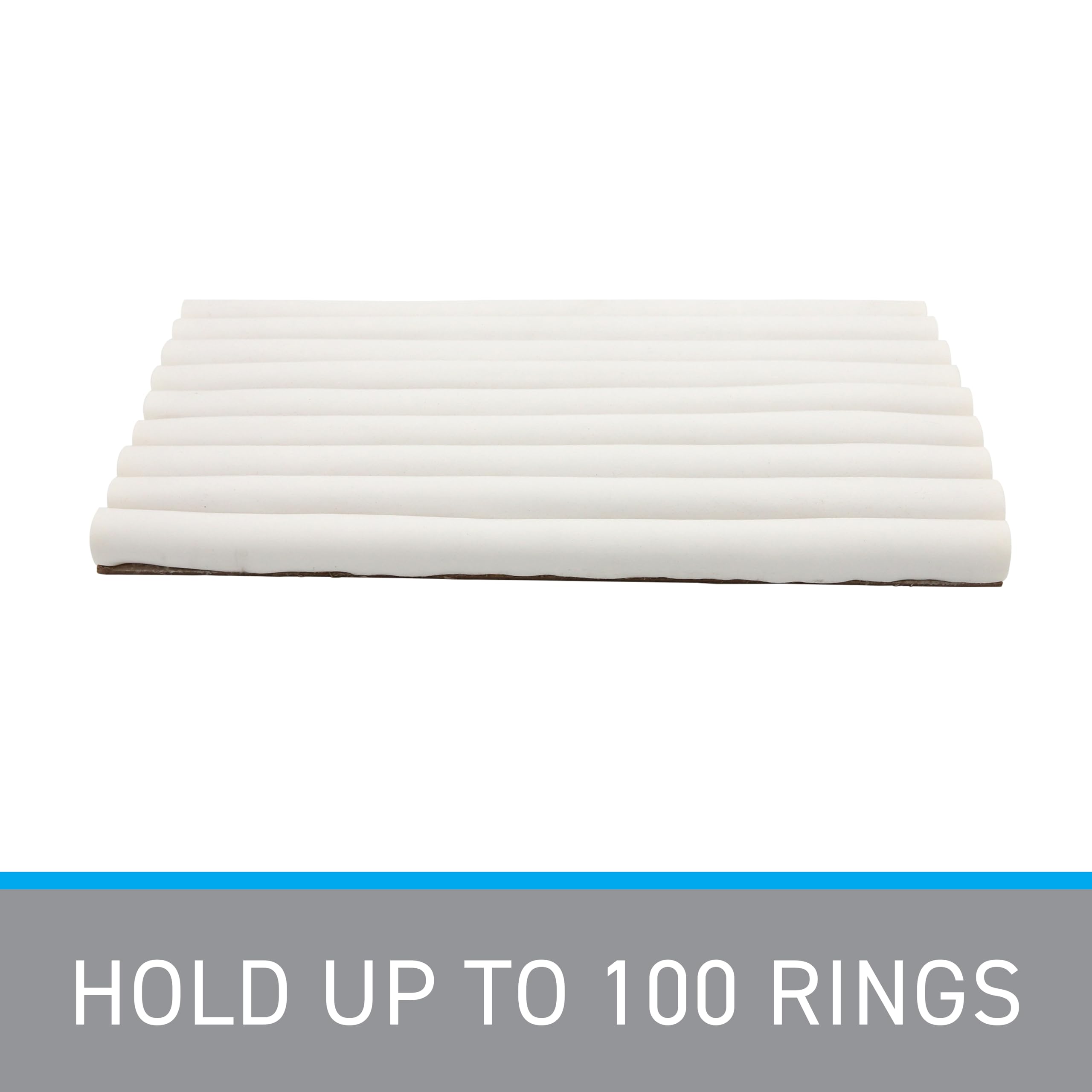 Large Continuous Slot White Faux Leather Ring Insert - 14 1/8" L x 7 5/8" W x 3/4" H - Holds up to 100 Rings