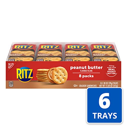 RITZ Peanut Butter Sandwich Crackers, 48 Snack Packs (6 Boxes, 8 Crackers Per Pack)