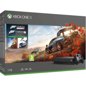 microsoft xbox one x forza horizon 4 bonus bundle: forza horizon 4, forza motorsport 7, xbox one x 1tb console - black - xbox one