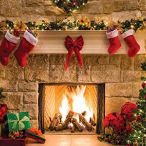 SJOLOON 8x6ft Christmas Photography Backdrops Child Christmas Fireplace Decoration Background for Photo Studio (11209)