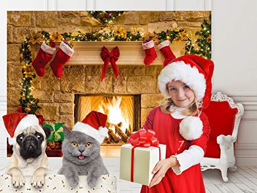 SJOLOON 8x6ft Christmas Photography Backdrops Child Christmas Fireplace Decoration Background for Photo Studio (11209)