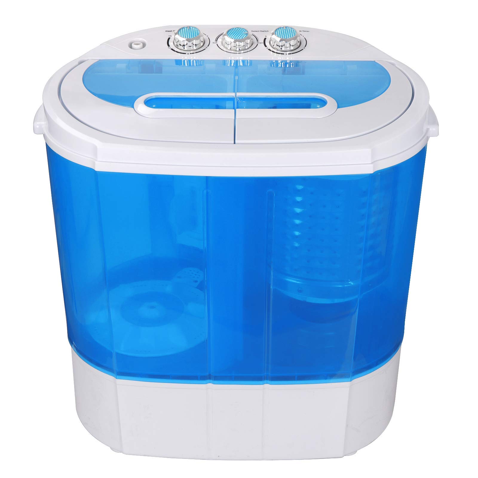 BBBuy Mini Portable Washing Machine, Twin Tub Compact Washing Machine w/Washer Spinner, Gravity Drain Pump and Drain Hose