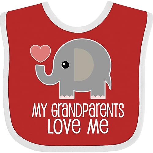 inktastic My Grandparents Love Me Baby Clothes Baby Bib Red and White 32f01