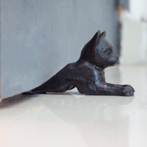 Earl Diamond Heavy Duty Cast Iron Cute Cat Door Stops | Decorative Cute Animal Statue Metal Door Stopper Wedge, with Non-Slip Mat for Home Office Commercial