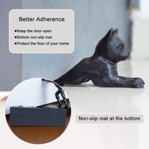 Earl Diamond Heavy Duty Cast Iron Cute Cat Door Stops | Decorative Cute Animal Statue Metal Door Stopper Wedge, with Non-Slip Mat for Home Office Commercial