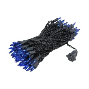 novelty lights 100 light blue christmas mini string light set, black wire, indoor/outdoor ul listed, 50' long