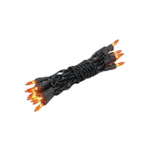 novelty lights 20 light orange christmas craft mini light set, non-connectable, black wire, 8' long