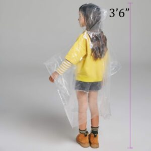 TUNCHMO Disposable Rain Ponchos for Kids (6 Pack) 50% Thicker Emergency Ponchos-Clear