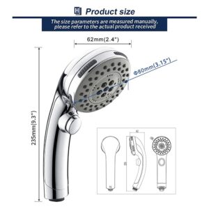 Shower Head High Pressure, 6 Settings High Pressure Shower Heads with Handheld Spray, Detachable Shower Head with ON/OFF Switch, RV Shower Head with Hose, Chrome - Homelody