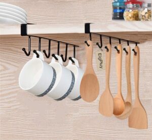 eigpluy mug holder under cabinet adhesive cup hooks drilling free coffee cups holder kitchen utensil storage shelf ties belts scarf hanging rack