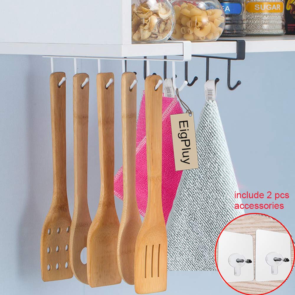 EigPluy Mug Holder Under Cabinet Adhesive Cup Hooks Drilling Free Coffee Cups Holder Kitchen Utensil Storage Shelf Ties Belts Scarf Hanging Rack