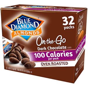 blue diamond almonds dark chocolate cocoa dusted snack nuts, 100 calorie packs, 32 count