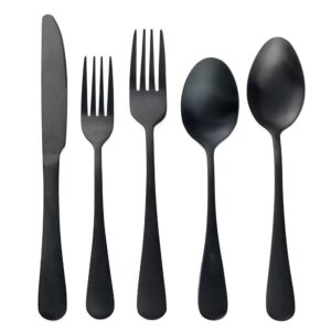 jankng 20-piece stainless steel flatware set, matte finish black, service for 4