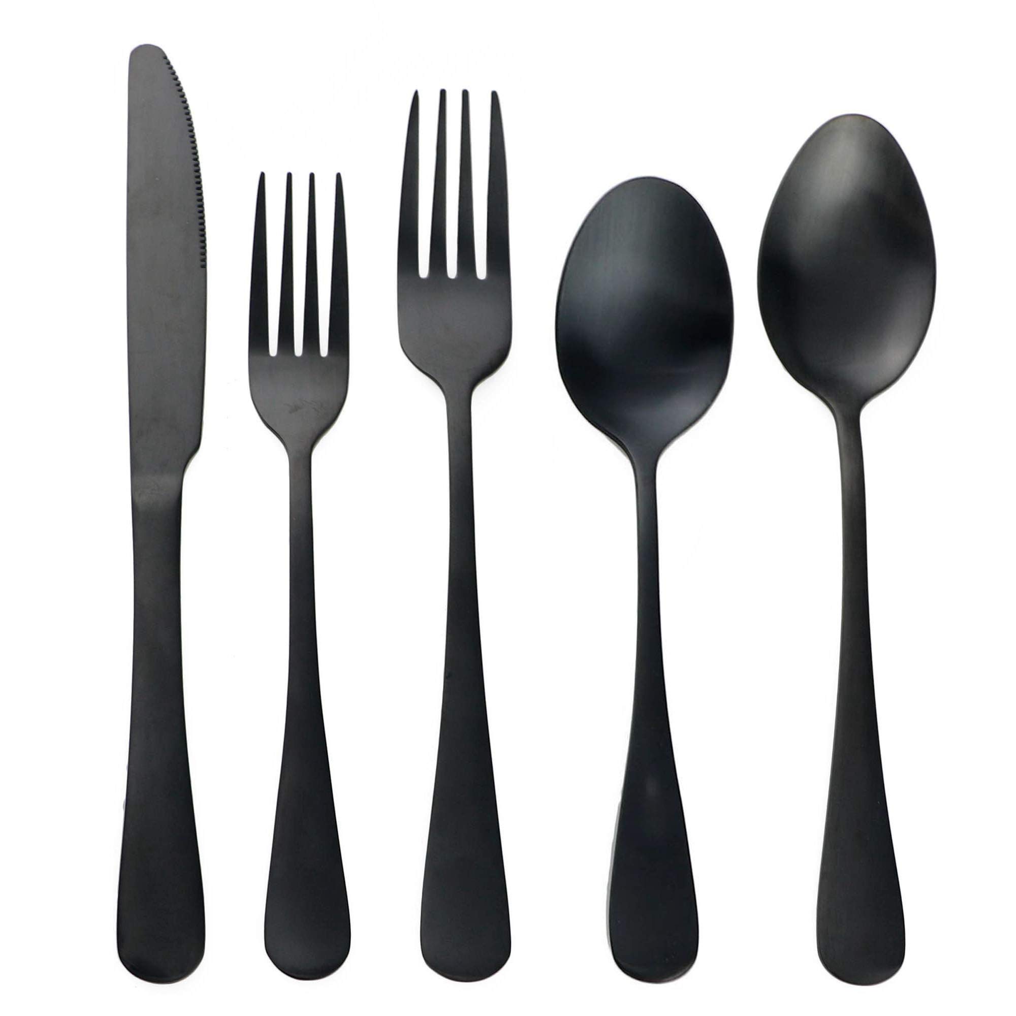 JANKNG 20-Piece Stainless Steel Flatware Set, Matte Finish Black, Service for 4