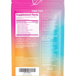 Pink Stork Organic PMS Tea for Hormone Balance, Mood Swings, Bloating, and Period Regularity - 8 Herbs - Vitex, Red Raspberry Leaf, Chamomile - Caffeine-Free - 15 Sachets, Warm Cinnamon