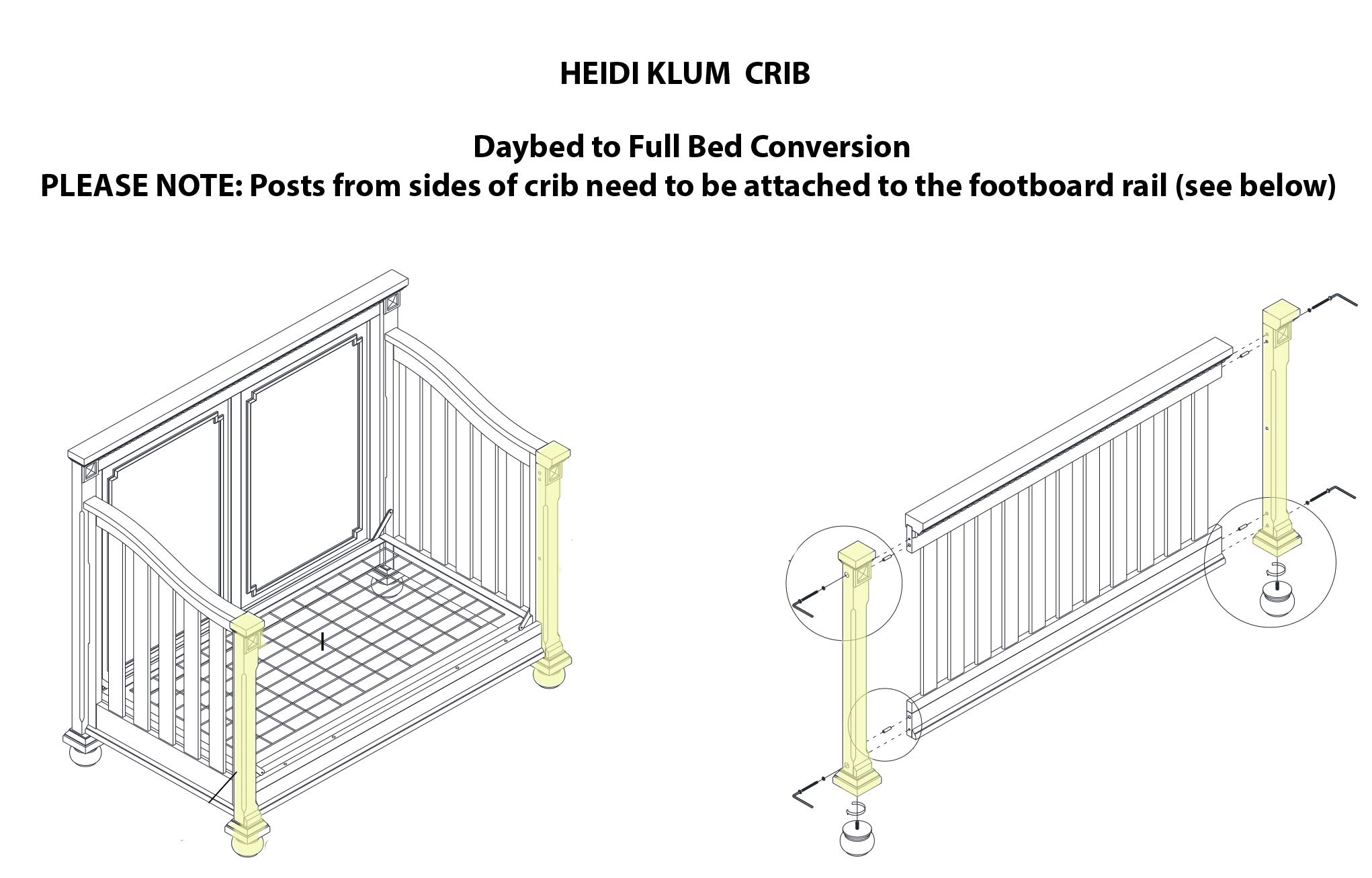 Heidi Klum Truly Scrumptious Full-Size Conversion Kit Bed Rails (Cloud)