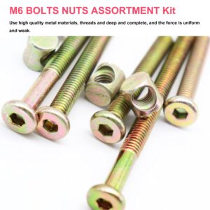 M6 Baby Crib Bolts Replacement Kit, cSeao 50pcs M6x30mm/ 40mm/ 50mm/ 60mm/ 70mm Zinc Plated Socket Cap Screw Kit for Chairs Bunkbed Cot Furniture