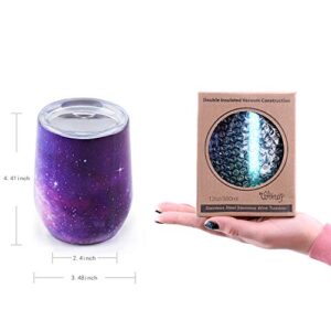 WBRWP 12oz Juice Glass with Lid : Double-Vacuum Insulated Stainless Steel Stemless-Starry Purple