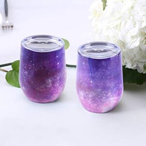 WBRWP 12oz Juice Glass with Lid : Double-Vacuum Insulated Stainless Steel Stemless-Starry Purple