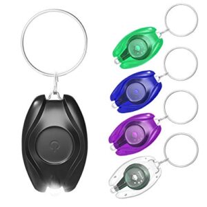 lumand 5 pack mini led keychain flashlight small super bright key ring light torch (assorted colors, 2 light modes, white beam)