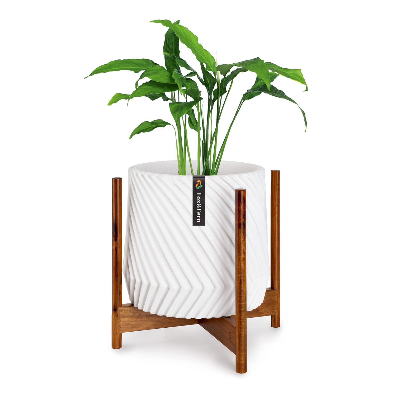 Fox & Fern Mid Century Modern Plant Stand, Plant Stand Indoor, Indoor Plant Stand, Plant Stands for Indoor Plants, Plant Holder, Corner Plant Stand - EXCLUDING Plant Pot - Acacia Wood - Fits 15" Pot