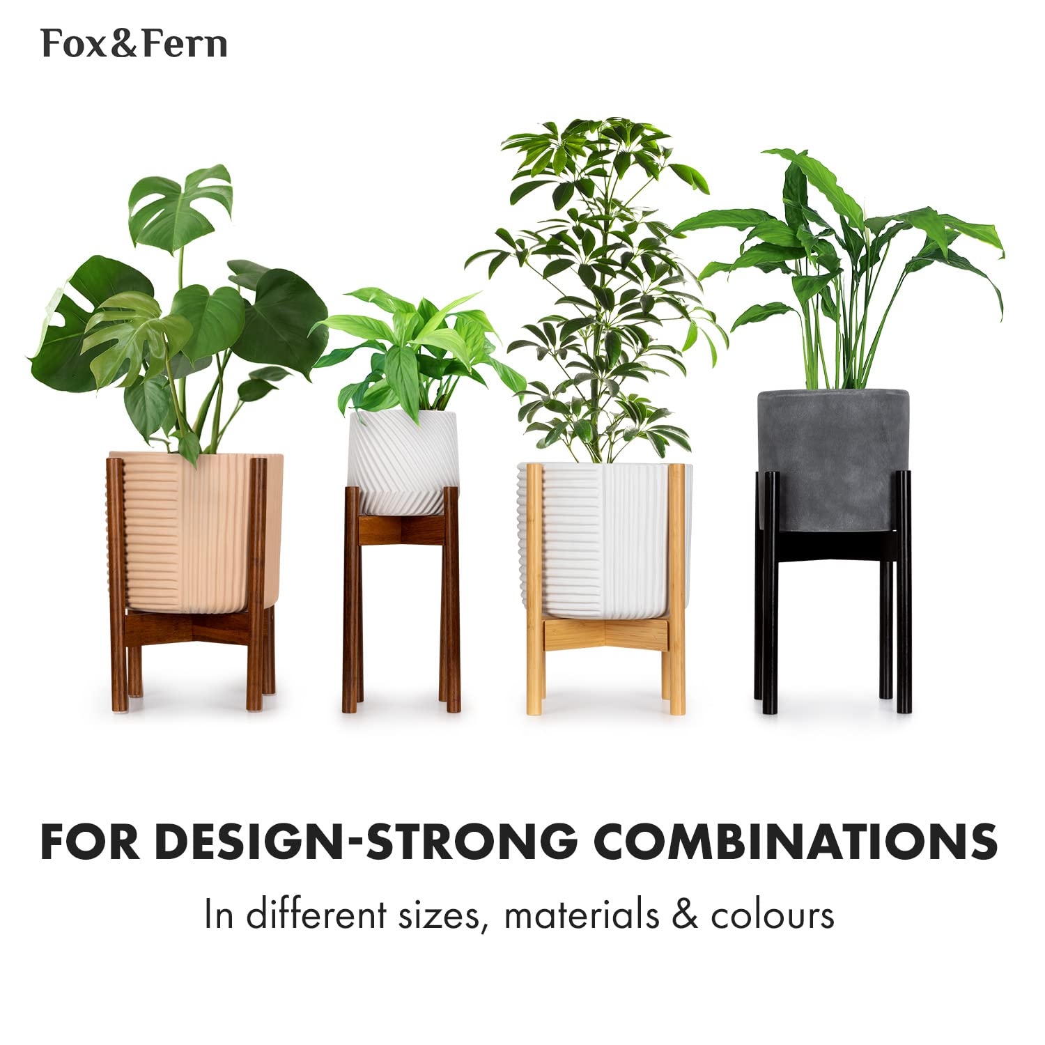 Fox & Fern Mid Century Modern Plant Stand, Plant Stand Indoor, Indoor Plant Stand, Plant Stands for Indoor Plants, Plant Holder, Corner Plant Stand - EXCLUDING Plant Pot - Acacia Wood - Fits 15" Pot