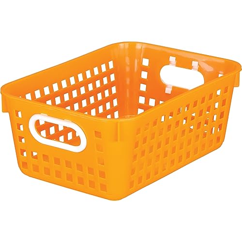 Really Good Stuff - 164316 Plastic Storage Baskets for Classroom or Home Use – Stackable Mesh Plastic Baskets with Grip Handles – Bright Neon Colors – 11" x 7.5" (Set of 6)