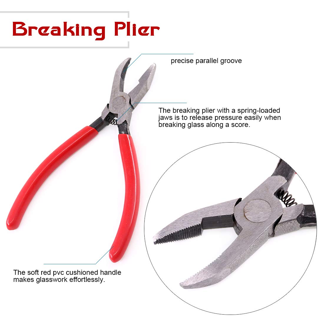 Hilitchi 3-Pcs Premium Glass Running Breaking Pliers and Pistol Grip Cutter Set Glass Tool for Stained Glass, Mosaics and Fusing Work