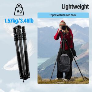 SIRUI Traveler 7C Camera Tripod 65.55 inches Carbon Fiber Arca Tripod with E-10 360° Panorama Ball Head and Arca Swiss Quick Release Plate Load Capacity Up to 17.6lbs, Convertible to Monopod