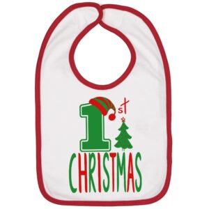 aiden's corner handmade cute baby holiday christmas bibs - boy girl 1st xmas bib (white)