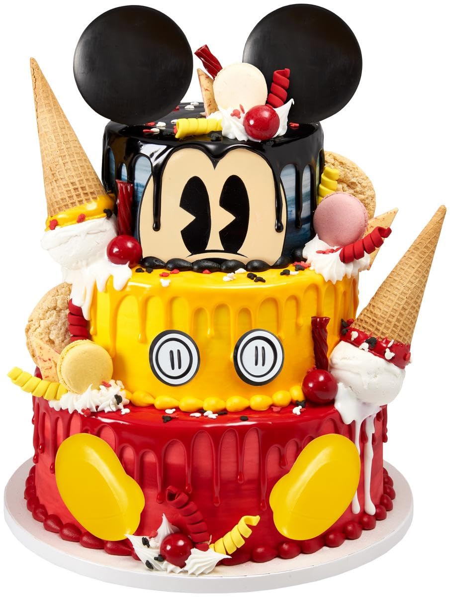 DecoSet® Disney Mickey Mouse Cake Topper, 7-Piece Topper Set with Ears, Eyes, Buttons and Shoes, Made of Food-Safe Plastic, Multiple, 1 SET