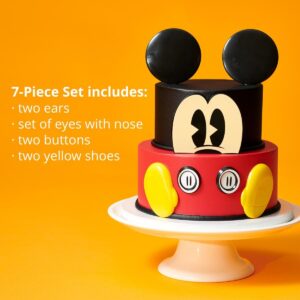 DecoSet® Disney Mickey Mouse Cake Topper, 7-Piece Topper Set with Ears, Eyes, Buttons and Shoes, Made of Food-Safe Plastic, Multiple, 1 SET