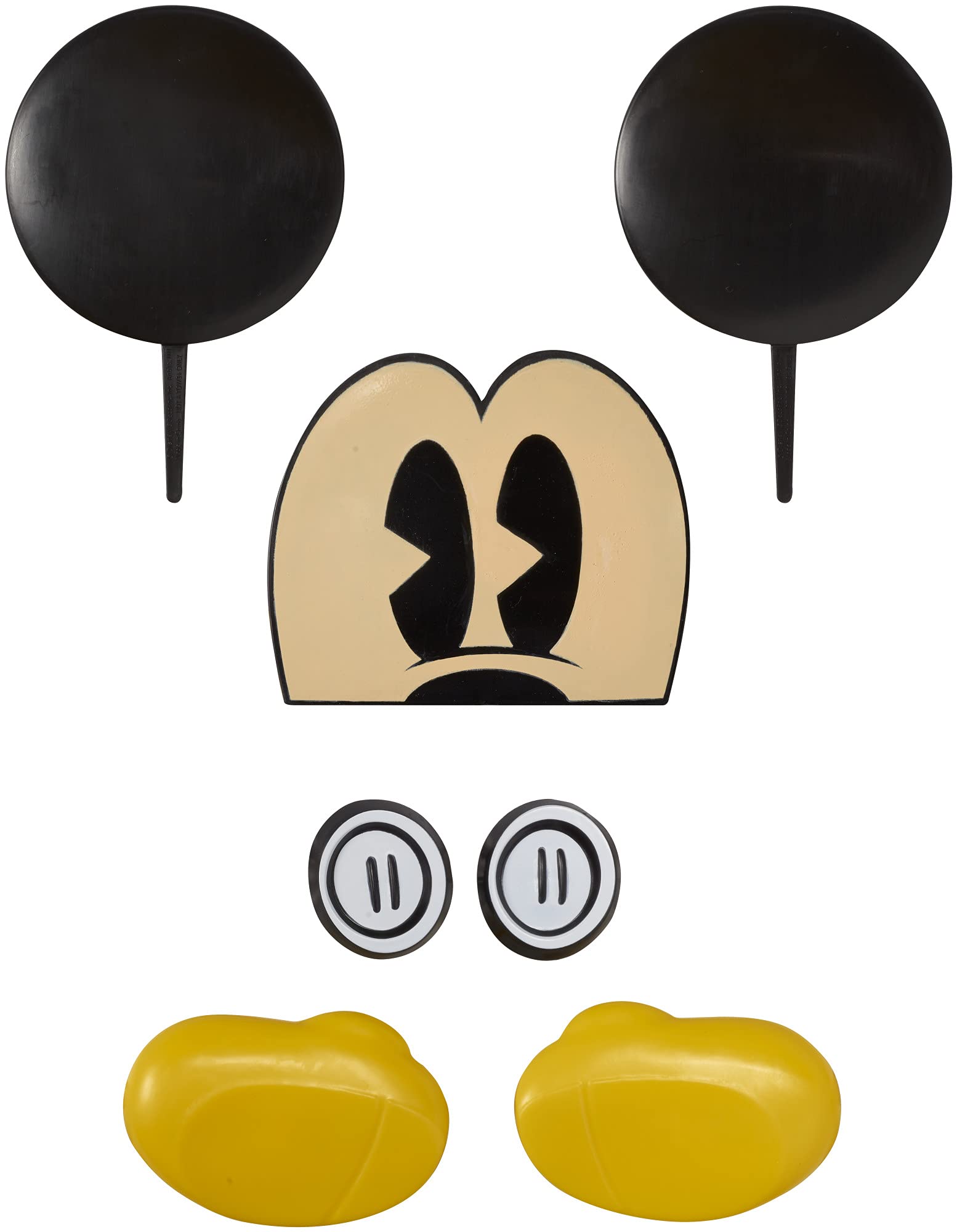 DecoSet® Disney Mickey Mouse Cake Topper, 7-Piece Topper Set with Ears, Eyes, Buttons and Shoes, Made of Food-Safe Plastic, Multiple, 1 SET