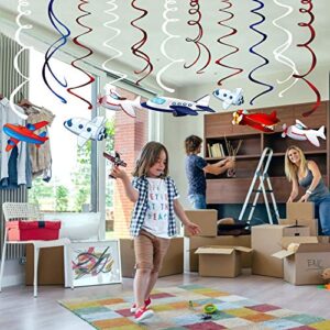 CC HOME 30Pack Airplane Hanging Swirls Fly Flight Ceiling Streamer Birthday Party Decorations Airplane Themed Party Favors for Holiday Baby Shower Home Decoration Party Supplies