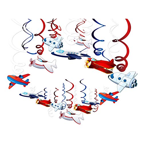 CC HOME 30Pack Airplane Hanging Swirls Fly Flight Ceiling Streamer Birthday Party Decorations Airplane Themed Party Favors for Holiday Baby Shower Home Decoration Party Supplies