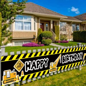 Large Construction Vehicle Happy Birthday Banner Baby Boy Toddler Kids Construction Theme Birthday Party Decoration Supplies Construction Bday party Backdrop Background Outdoor Indoor (9.8 x 1.6 feet)