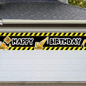 Large Construction Vehicle Happy Birthday Banner Baby Boy Toddler Kids Construction Theme Birthday Party Decoration Supplies Construction Bday party Backdrop Background Outdoor Indoor (9.8 x 1.6 feet)