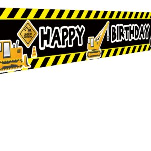 Large Construction Vehicle Happy Birthday Banner Baby Boy Toddler Kids Construction Theme Birthday Party Decoration Supplies Construction Bday party Backdrop Background Outdoor Indoor (9.8 x 1.6 feet)