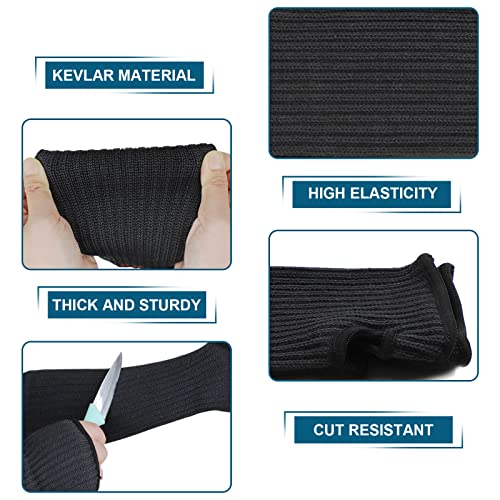 IMENORY Kevlar-Sleeves Arm Protection Sleeves with Thumb Hole, [18" Inch Long, 9"-14" Wide] Safety Arm Guide Cut, Heat Resistant Protective Mechanic Sleeves for Men, Women 1Pair - Black [Newest 2023]